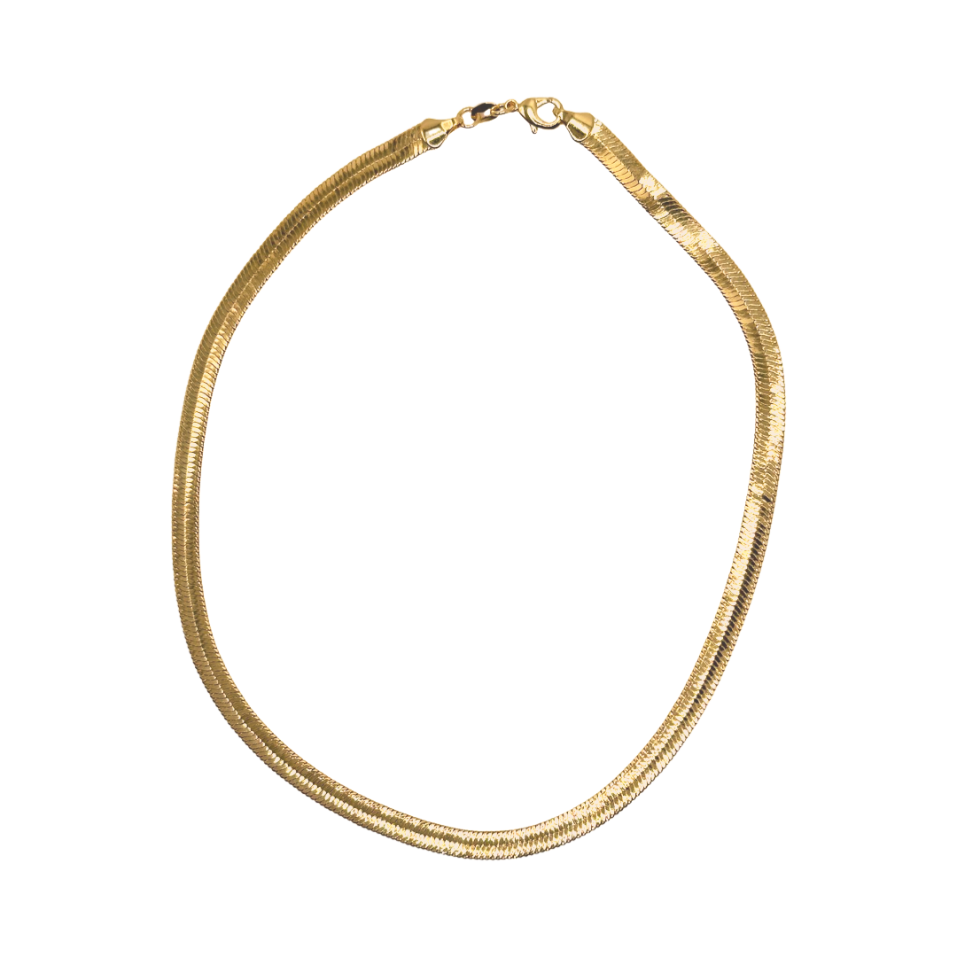 6 MM 18K Gold Herringbone Necklace – Lindsey Kate Collection